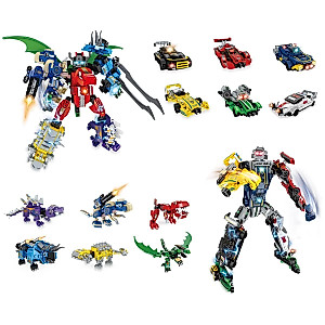 JOYIN 12 Days Christmas Advent Calendar with Cars Building Blocks 2023 Countdown Calendar with Robot Building Bricks 6-in-1 Toy Dinosaur Toy for Boys Kids Party Favors, Classroom Prizes, Xmas Gift