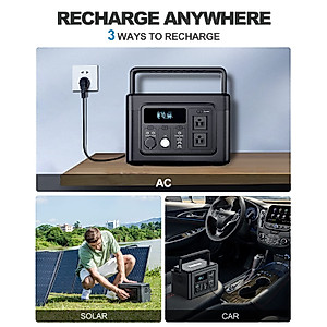 Powdeom 700W Portable Power Station with AC Outlet, 614Wh LiFePO4 Battery Backup Power Supply, 500W AC Input Recharge 0-80% Within 1 Hour for Camping, Outdoors, Off-grid Life