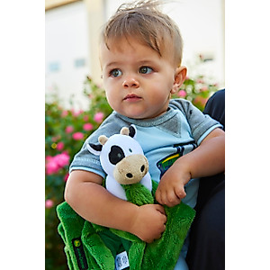 John Deere Baby Cuddle Snuggle Security Blanket Boy Girl Farm Animal Cow Pig Chick, GREEN