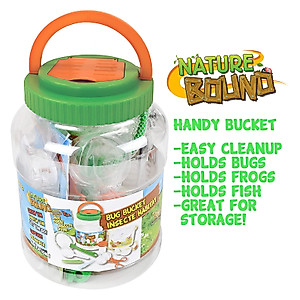 Nature Bound Bug Catcher with Habitat Bucket and 7 Piece Nature Exploration Set - Includes Critter Box, Activity Booklet, Net, Magnifier, Tweezers, Jar, Petri Dish, and More
