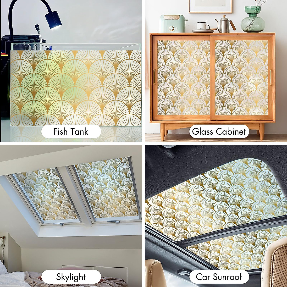 DKTIE Window Privacy Film Frosted Glass Static Clings Non Adhesive with Installation Tools, Modern Home Improvement Style (B117, 17.7'' x 78.7'')