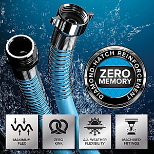 Camco EvoFlex 25-Foot Drinking Water Hose | Features an Extra Flexible Construction | Stainless Steel Strain Reliefs on Each Hose End | Ideal for RV and Marine Use (22594)