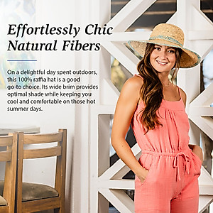 Wallaroo Hat Company – Women’s Camille Sun Hat – Wide Brim Natural Fiber and Adjustable Sizing for Medium Crown Sizes – Elegant Sun Hat for Resort, Outdoor Events and Parties (Turquoise)