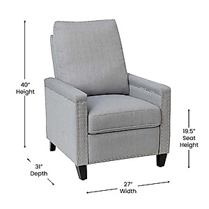 Flash Furniture Carson Transitional Style Push Back Recliner Chair - Light Gray Fabric Upholstery - Accent Nail Trim - Pillow Back Recliner