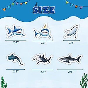 WERNNSAI Shark Cupcake Toppers - 36 PCS Shark Party Cake Toppers for Kids Boys Ocean Shark Themed Party Birthday Shark Cupcake Decorations Baby Shower Beach Party Supplies