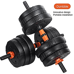 EDOSTORY 44LB Adjustable Dumbbell Set, Free Weights Dumbbells for Home Gym, 4 in 1 Set, Barbell, Dumbbells, Kettlebell and Push-ups, Non-slip Handles, Fitness Exercise Equipmen for Men Women