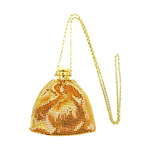 Vintage Evening Clutch Purse Metal Mesh Gatsby Bag for Cocktail Party Prom Wedding Banquet (Gold) XXX-Small