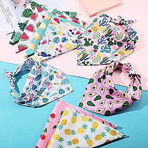 12 Pieces Dog Bandana Scarf Washable Triangular Bibs Pet Adjustable Washable Kerchief Dog Bandana for Small and Large Dogs(Summer Patterns)
