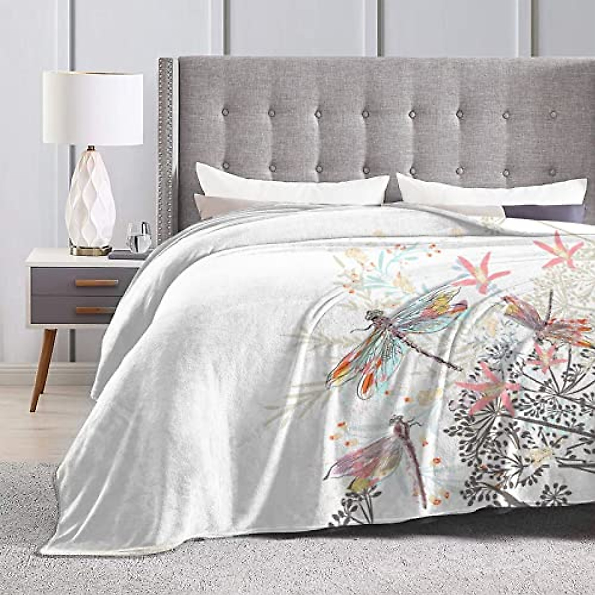 Futtspai Dragonfly Gifts for Women,Dragonfly Gifts,Dragonfly Blanket,Throw Blanket for Couch,Dragonfly Gifts Dragonfly Decor,Comfortable Flannel Warm Winter Blanket for Sofa Sofa Bed,60x80in