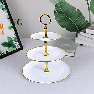 Cupcake Stand, Plastic 3 Tier Cupcake Stand Dessert Plates Cake Fruit Candy Display Tower Reusable Pastry Platter for Wedding Birthday Baby Shower Tea Party Decorations (White - 2 Pack)