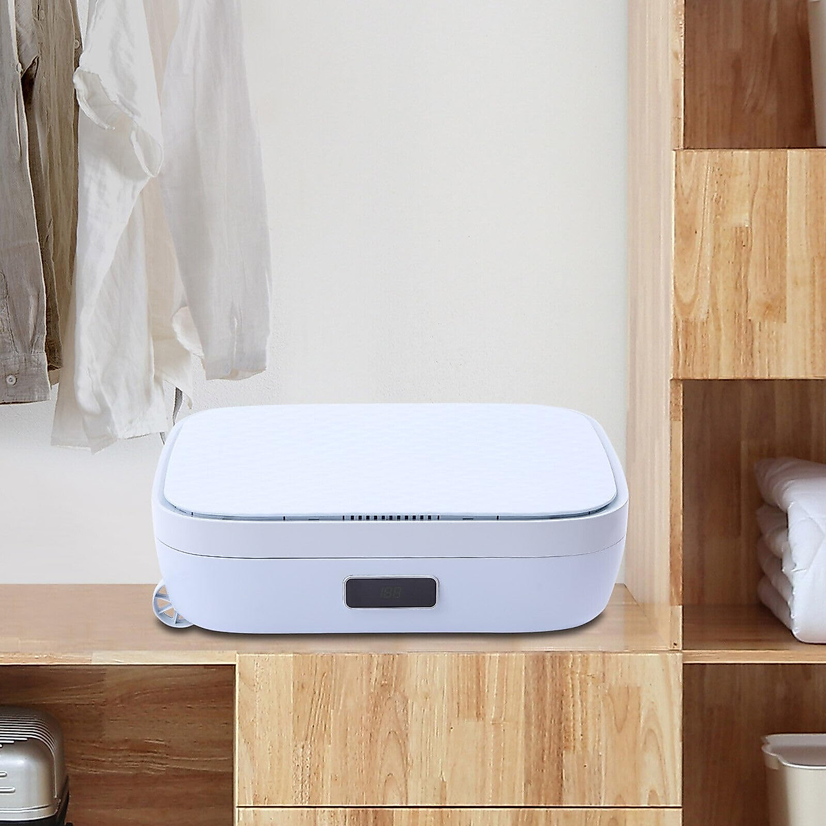 PIAOCAIYIN Portable Clothes Dryer, Mini Electric Quick Drying Dryer, Household Dryer Machine, 68℃/ 154.4℉ Drying Temperature, Adjustable Time & Foldable, Portable Dryer for Apartment Dorm Rv, White