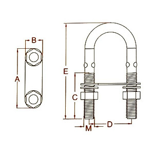 US Stainless Stainless Steel 316 UBolt M10 (3/8") by 90mm Marine Grade