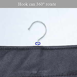 asoqwal 2 Pack 12 Large Pockets Hanging Shoe Organizer for Closet with Roating Hanger for Storage Mens Shoes,Kids Clothes,Also can used as Travel shoe rack hanging,Black