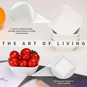 RFSLDUN 3 oz Ceramic Dip Mini Bowls, 6PCS Soy Sauce Dish, Square Mini Dip Bowls, Sauce Dish Bowls for Side Dish, BBQ, Soy, Ketchup, Sushi Sauce (Square-6 Pcs)