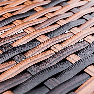 7 Pieces Patio Furniture Sets All-Weather Outdoor Sectional Sofa Manual Weaving Wicker Rattan Patio Conversation Set with Cushion and Glass Table (Beige)