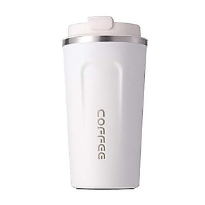 Hot Travel Mug Vacuum Insulated Coffee Mug with Leak Proof Screw Lid Coffee Cup Keep Warm or Cold for Coffee or Tea Drinks 13.5oz/400ml(Black)
