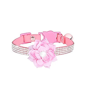 Matching Collar and Bracelet Male Dog 2 Adjustable Sizes Personalized Rhinestone Flower Tie Cotton Girls Cat Collar with Metal Buckle Puppy Collars for Cat Pet Gift