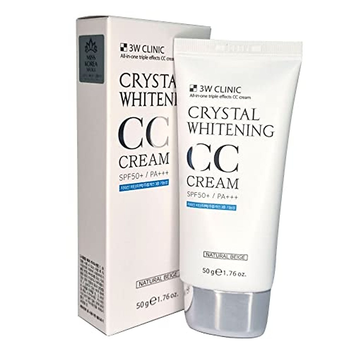 [3W CLINIC] Crystal CC Cream 50ml SPF50 PA+++ ( Natural Beige)/ Multi-CC cream, Sun Block / Korean Cosmetics
