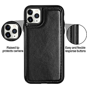 HianDier Wallet Case for iPhone 11 Pro Max Case Slim Protective Case with Credit Card Slot Holder Flip Folio Soft PU Leather Magnetic Closure Cover for 2019 iPhone 11 Pro Max 6.5 Inches, Black
