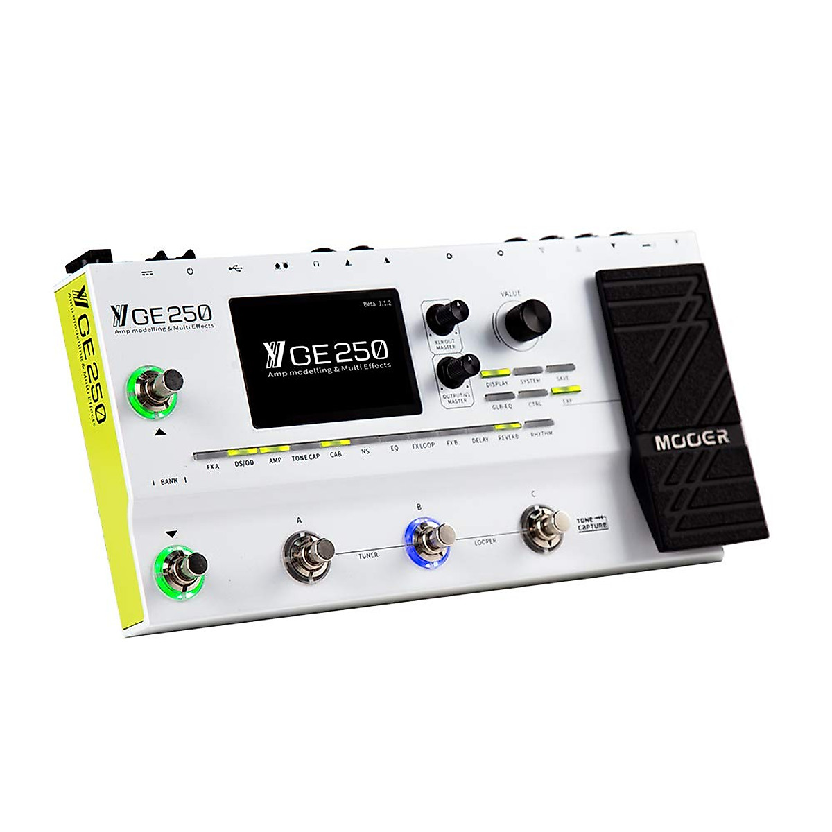 MOOER GE250 Multi Effects Processor with FX Loop, Tone Capture, MIDI Function, Global EQ, Drum Machine, Stereo Looper