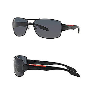 Prada Linea Rossa SPS53N Polarized Sunglasses Shiny Black w/Grey Gradient (7AX-5W1) PS 53NS 7AX5W1 65mm Authentic