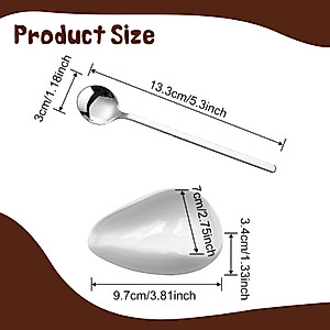 KWAGOCAR 4 Pcs Coffee Spoon Rest and Spoon Ceramic Coffee Spoon Rest Mini Coffee Spoon Holder Small Teaspoon Holder Coffee Bar Coffee Stirrers Holder for Kitchen Counter Coffee Station Bar Lovers