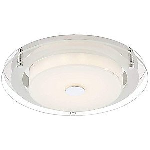 Possini Euro Design Clarival Modern Ceiling Light Flush-Mount Fixture 12 1/2" Wide Sleek Chrome Dimmable LED Clear Ring White Acrylic Diffuser for Bedroom Kitchen Living Room Hallway Dining House