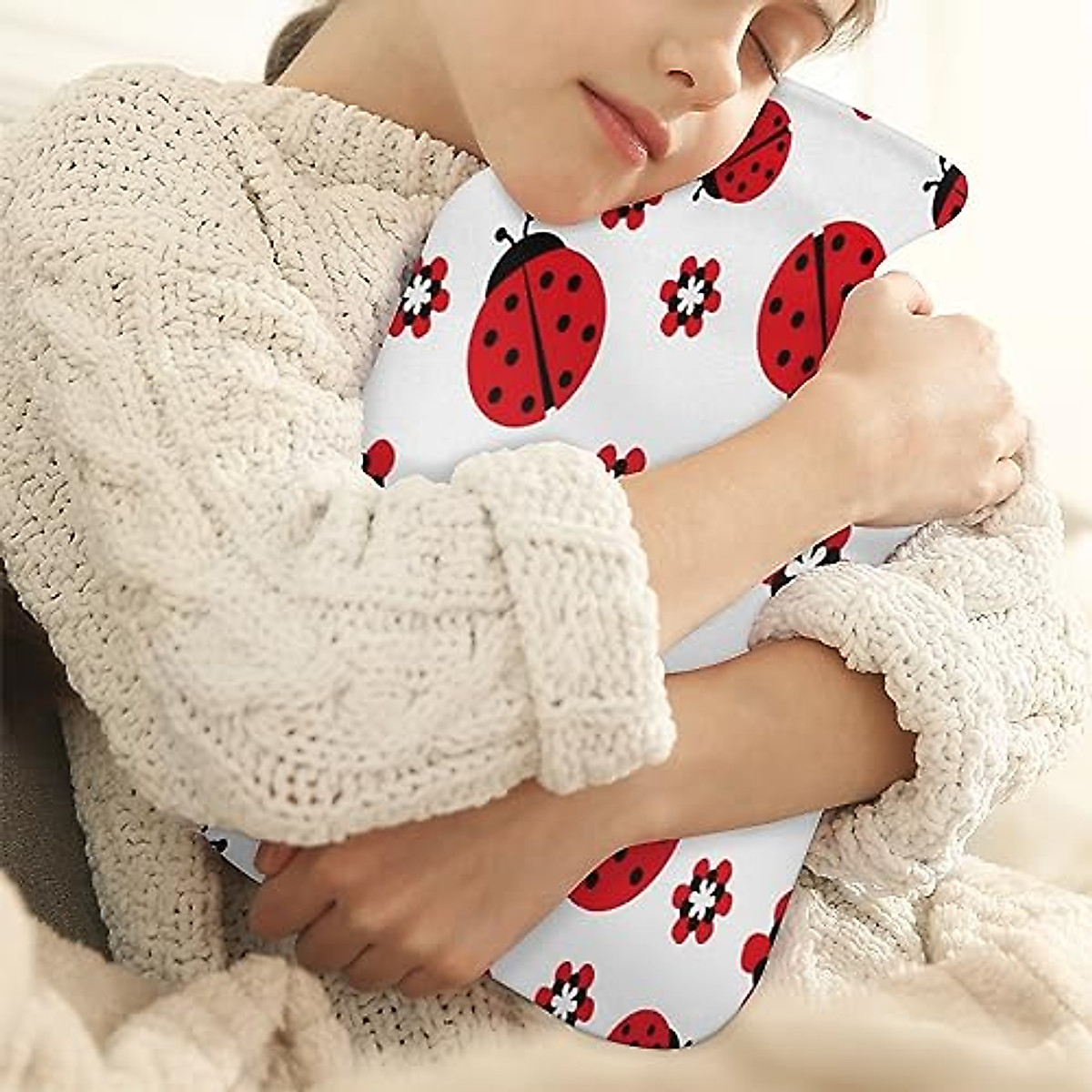 Red Ladybug Pattern Hot Water Bottle with Cover 2L Large Hot Water Bag for Menstrual Cramps, Neck and Shoulder Pain Relief, Hot Cold Therapy, Hand Feet Warmer