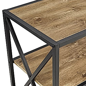 Walker Edison 2 Shelf Industrial Wood Metal Bookcase Tall Bookshelf Storage Home Office, 60 Inch, Barnwood
