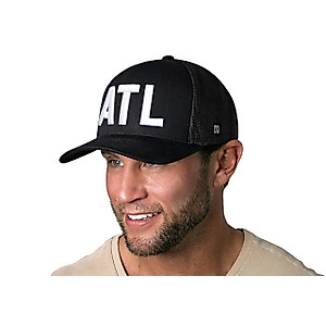 HAKA Atlanta Hat – ATL Trucker Hat for Men & Women, Adjustable Baseball Cap, Mesh Snapback, Outdoor Golf Hat, Dir Emb - Black
