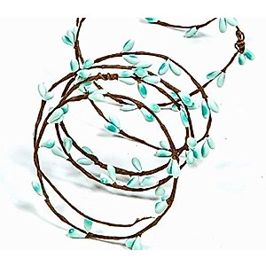 Teal Pip Berry Single Ply Garland 18' Country Primitive Floral Craft Decor - 3 Strands of 6' Garland That Can Be Utilized Separately or Twisted Together to Equal 18 Feet of String Garland