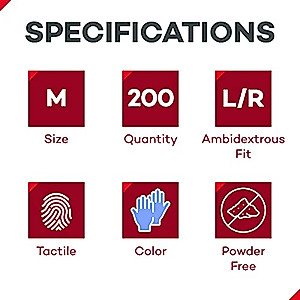 Dealmed Medical Exam Gloves – 200 Count Medium Nitrile Gloves, Disposable Gloves, Non-Irritating Latex Free Gloves, Multi-Purpose Use Medical Gloves for a First Aid Kit and Medical Facilities