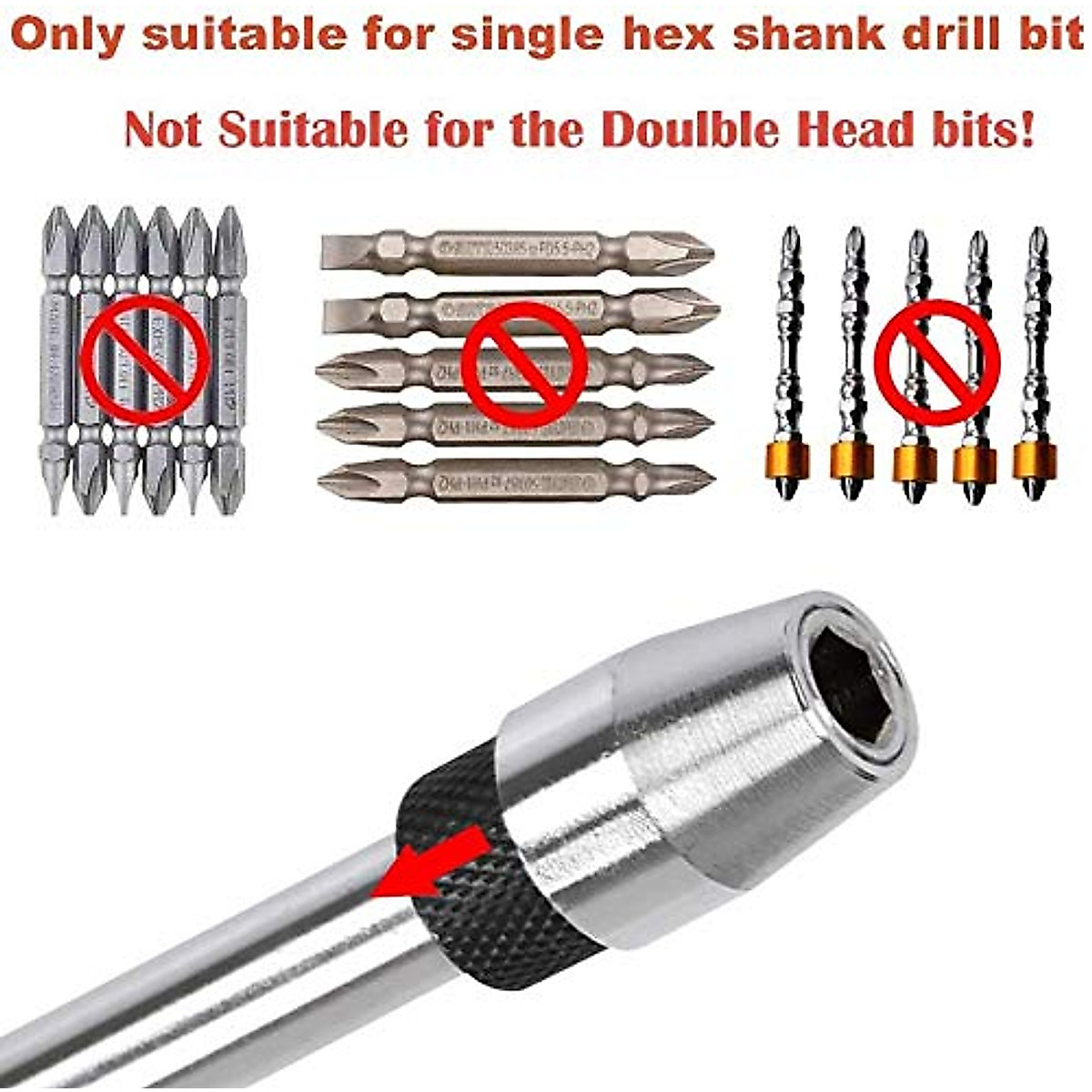Bestgle 12 inch Length Quick Release Screwdriver Drill Bit Holder Extension Bar 1/4" Hex Shank Quick Change Extension Rod Socket for Screws Nuts Drill Hand-held Driver