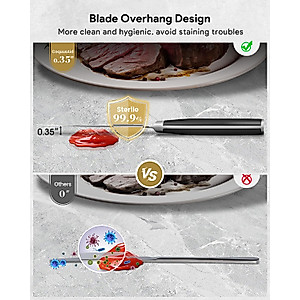 Knife Set, 15 PCS Kitchen Knife Block Sets with Sharpener, 6 Steak Knife Set Serrated with Block, Forged German Stainless Steel Rust Proof Knives, Dishwasher Safe Black, New Beveled Design