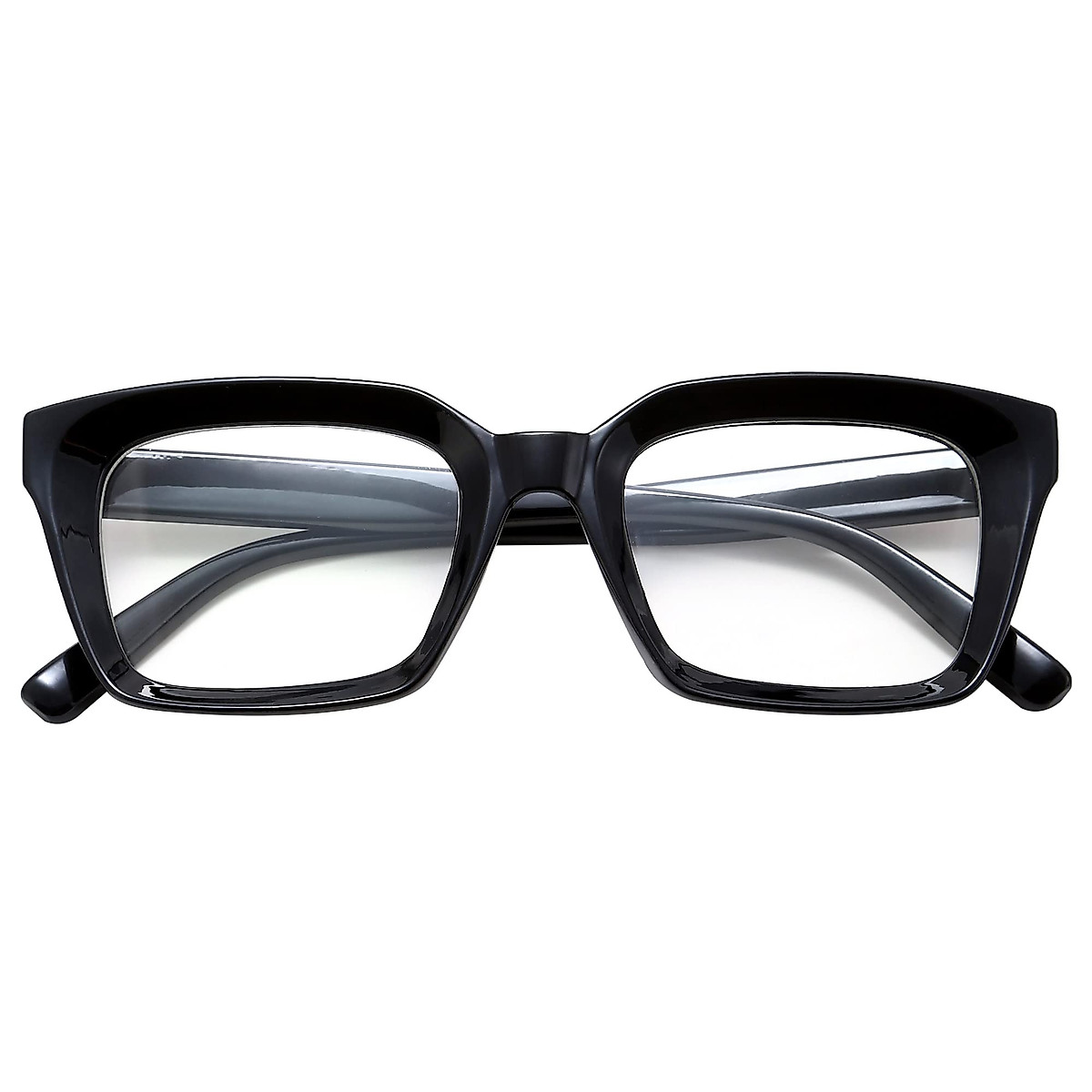 Kursan Classic Non Prescription Clear Lens Glasses for Women Men Thick Square Frame Eyeglasses (2 Pack Bright Black)