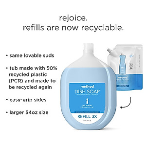 Method Gel Dish Soap, Refill, Sea Minerals, Recylable Bottle, Biodegradable formula, 54 Fl Oz (Pack of 1)