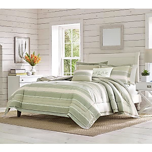 Tommy Bahama - King Comforter Set, Reversible Cotton Bedding with Matching Shams & Bonus Throw Pillows, All Season Home Decor (Serenity Green, King)