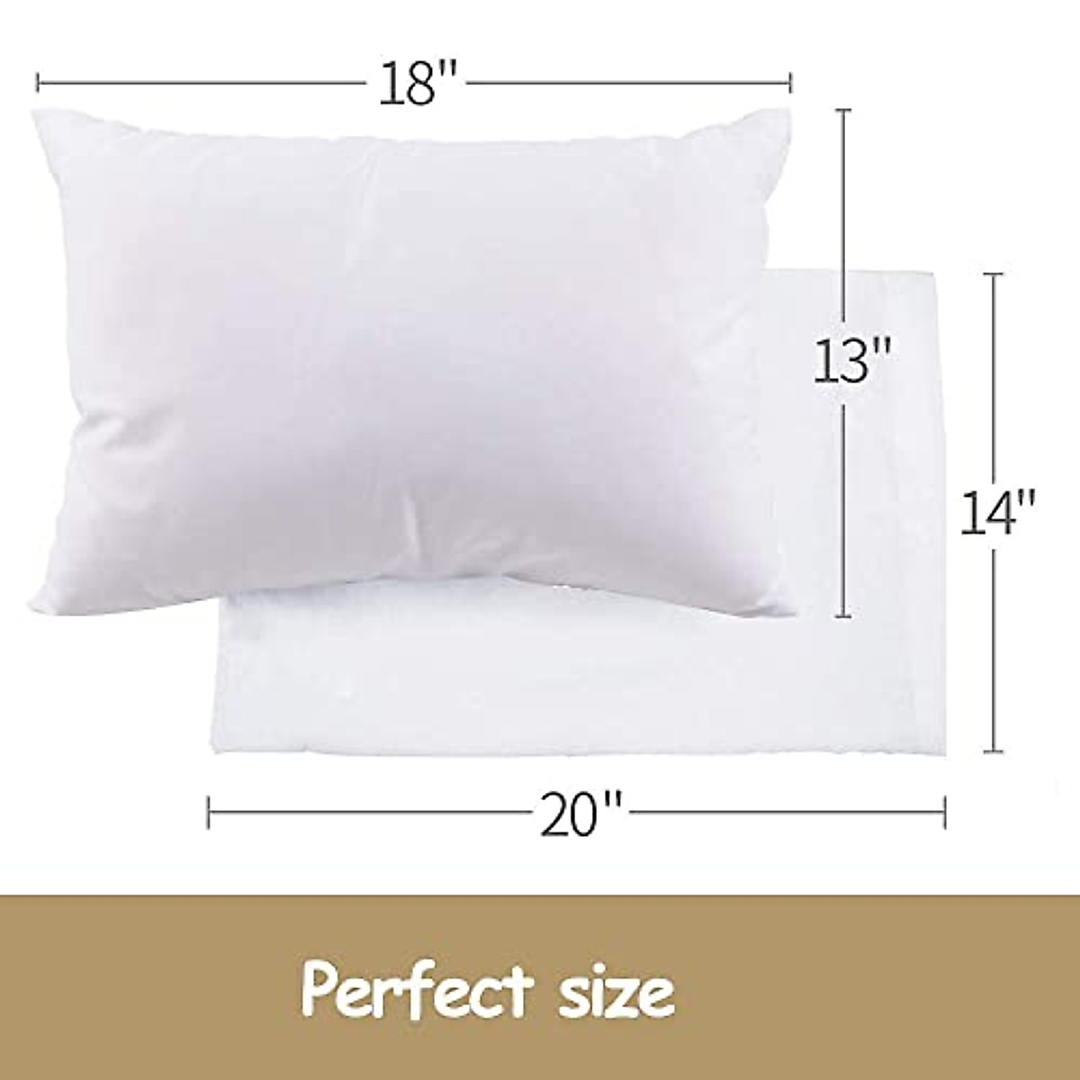 Toddler Pillow with Pillowcase | 13 x 18 Soft Hypoallergenic 100% Organic Cotton Baby Pillows for Sleeping | Small Kids Pillow, Infant - Perfect for Travel, Cribs Bed Sets, Machine Washable