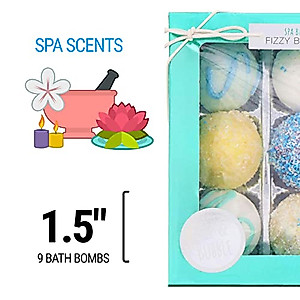 Fizz & Bubble Bath Truffles with Vitamin E, Avocado Oil, Epsom Salt, Witch Hazel & More - Bath Bomb Set - 9 Truffles - Spa