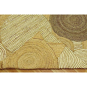 CASAVANI Natural Jute Rectangular Area Rug - 4' x 6', Beige & Black Geometric Braided Jute Rug Ideal for High Traffic Areas in Entryway, Living Room, Bedroom