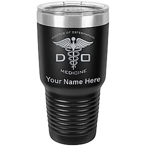 LaserGram 30oz Vacuum Insulated Tumbler Mug, DO Doctor of Osteopathic Medicine, Personalized Engraving Included (Black)