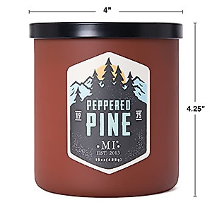 Manly Indulgence Peppered Pine Scented Jar Candle, All American Collection, 2 Wick, Red, 15 oz - Up to 60 Hours Burn