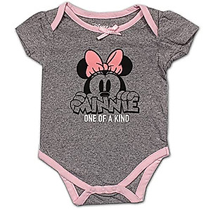 Disney Minnie Mouse Girls’ 3 Pack Bodysuits for Newborn – Pink/Red/Grey/White