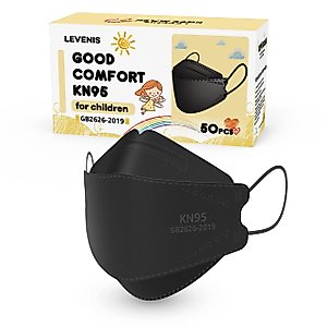 LEVENIS Kids Face Masks for Children 50 Pack, Breathable Comfortable and Disposable Mask Efficiency≥95%, White