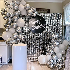 CUTEUP Metallic Silver Balloons Garland - 100 Pcs 18/10/12/5 Inch Silver Balloon Difference Size Silver Qualatex Balloons As Party Decorations for Bachelorette Party Graduation Wedding Baby Shower