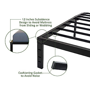 45MinST 18 Inch Platform Bed Frame/Easy Assembly Mattress Foundation / 3000lbs Heavy Duty Steel Slat/Noise Free/No Box Spring Needed,Cal King