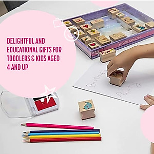PixieCrush Assorted 38 Piece Wooden Stamps for Kids | Arts and Crafts Activities with Our Signature Animal -Themed Stickers Set for Kids, Boys and Girls Toddlers, Ages 4 5 6 7 8 9 10 Years Old