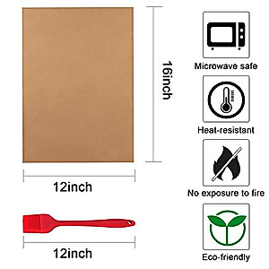 300 PCS Parchment Paper Sheets - OAMCEG 12x16 Inch No Chemical Non-Stick Unbleached Pre-Cut Parchment Paper with a Silicone Brush, for Baking Grilling Air Fryer Steaming Bread Cup Cake Cookie
