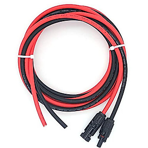 NUZAMAS Pair of 3m 6.0mm Single Core Extension Cables with connectors (Male and Female) for Solar Panels and Solar Power Systems 3 Meters (9.8 feet) Cable with Plug