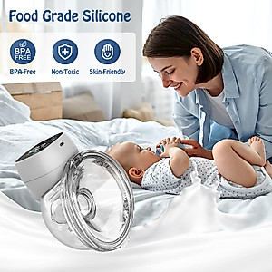 Akaho Wearable Breast Pump, Low-Noise and Painless Hands Free Electric Breast Pump with 3 Mode & 9 Levels, 24mm Default and Come with 17/19/21 mm Flanges (White-Single)